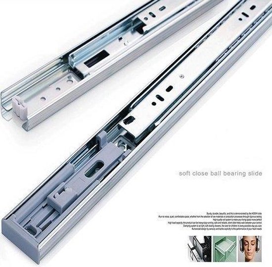 Softclose ladegeleiders 350mm - zijmontage 45KG | bol