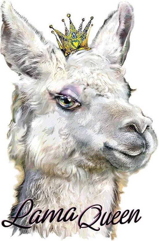 Lama Queen Tekst Strijk Applicatie (Bestellen) 17 cm / 27 cm / Wit | bol