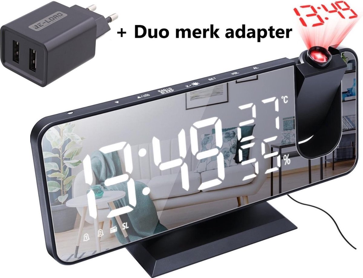 Digitale Spiegel Wekkerradio met Projectie - Wekker Slaapkamer ...