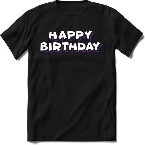 Happy Birthday Wit / Paars - Feest kado T-Shirt Heren / Dames - Perfect ...