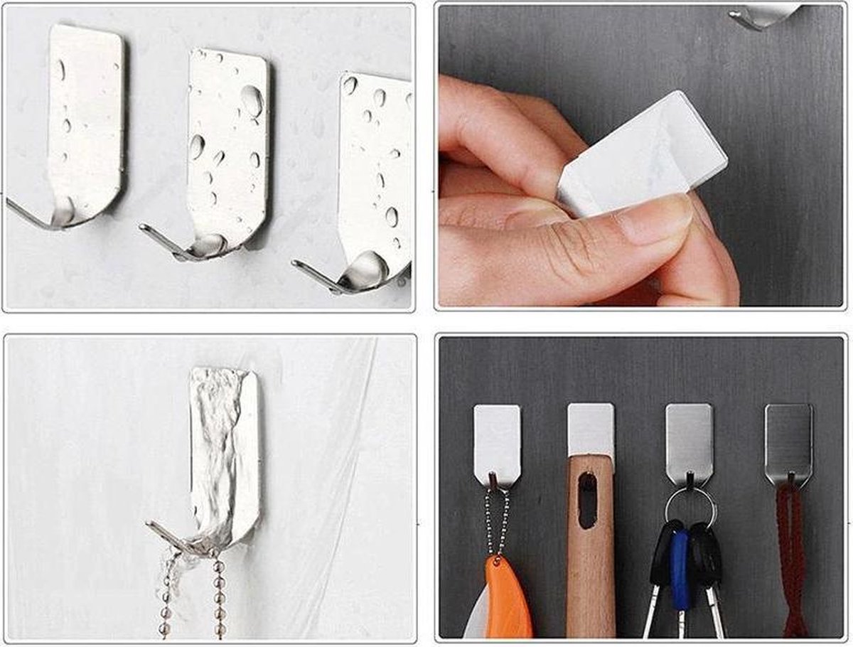 RVS Wandhaak (6-stuks) - Zelfklevende Handdoek Haakjes - Multi ...