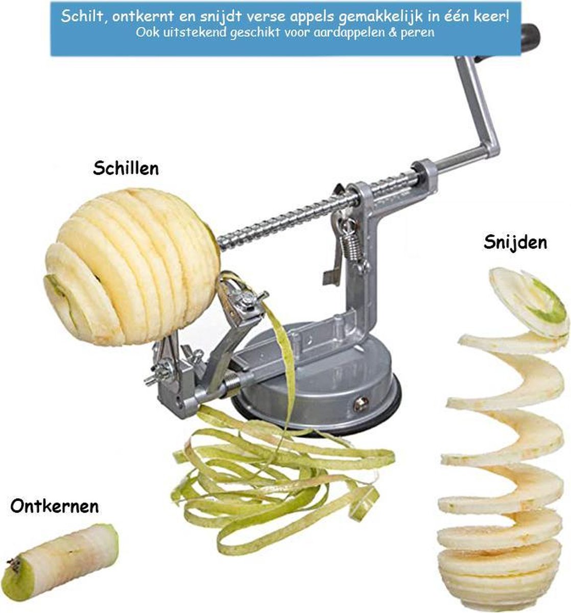 Appelschilmachine – Appelboor – Grijs - Aluminium met RVS ...
