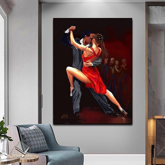 Allernieuwste Canvas Schilderij Tango Dansers met Passie - Woonkamer - Poster - 60 x... | bol.com