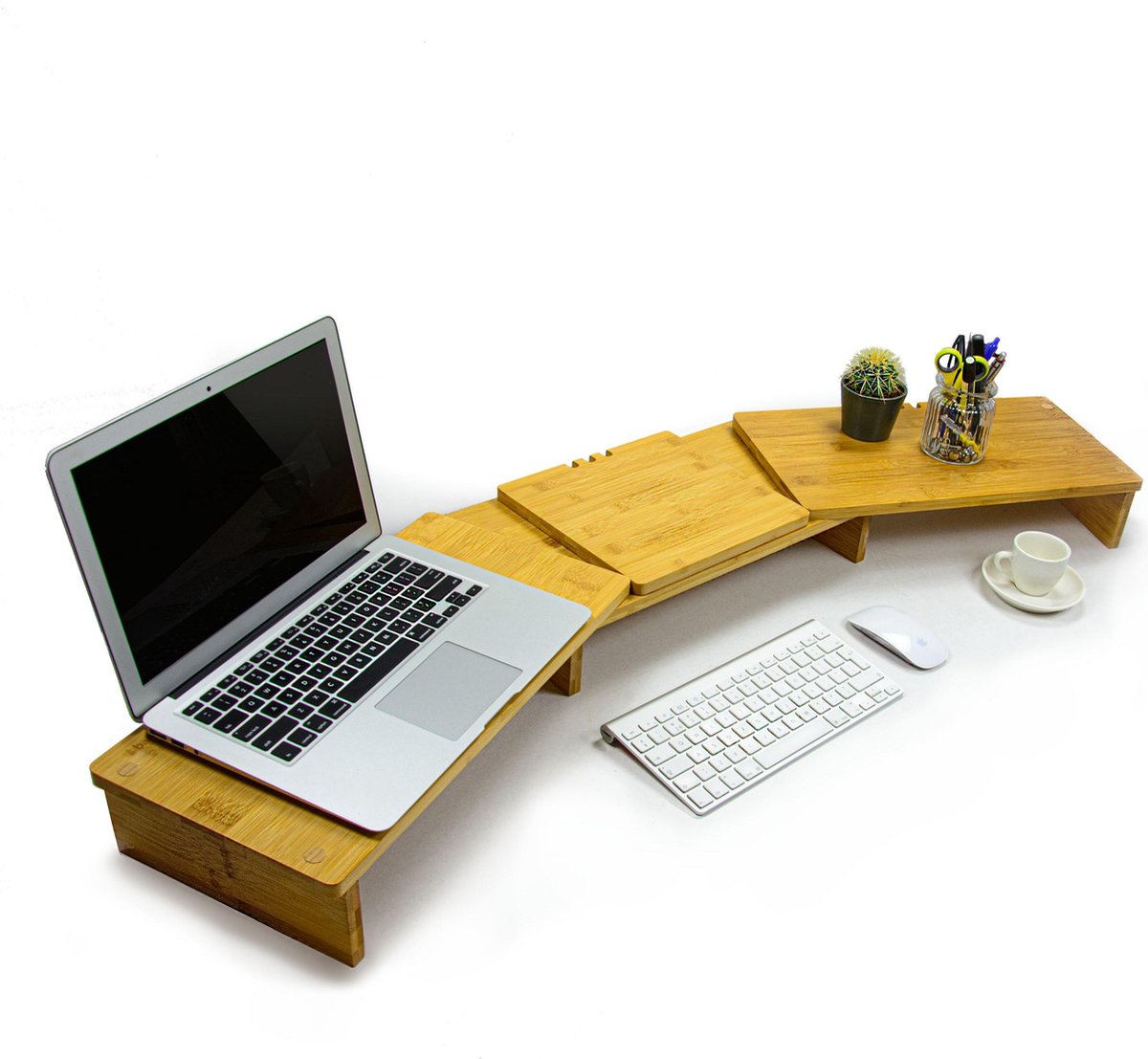 Bamboe Monitor Verhoger voor 2 of 3 monitoren - Luxe monitorverhoger ...