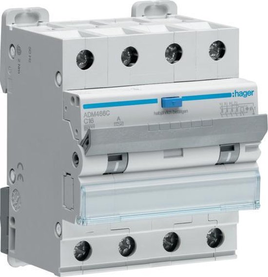Hager ADM466C Alamat Aardlekautomaat 16A 30mA 4 Polig C16 | bol
