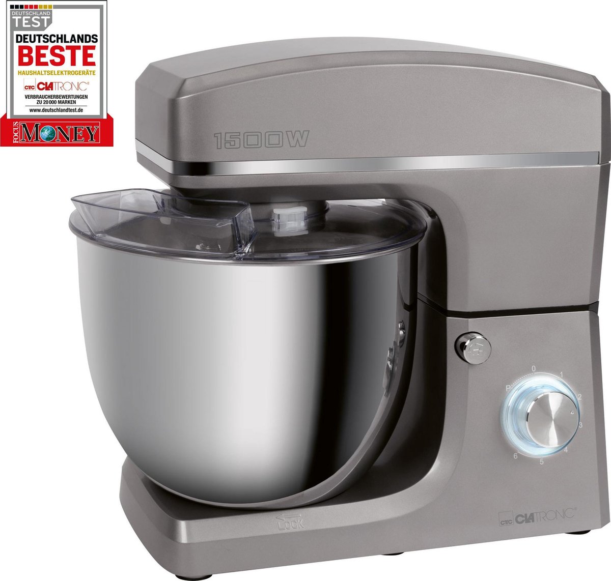 Clatronic KM 3765 kneedmachine, 1500 W, 8 snelheden, 10 liter ...