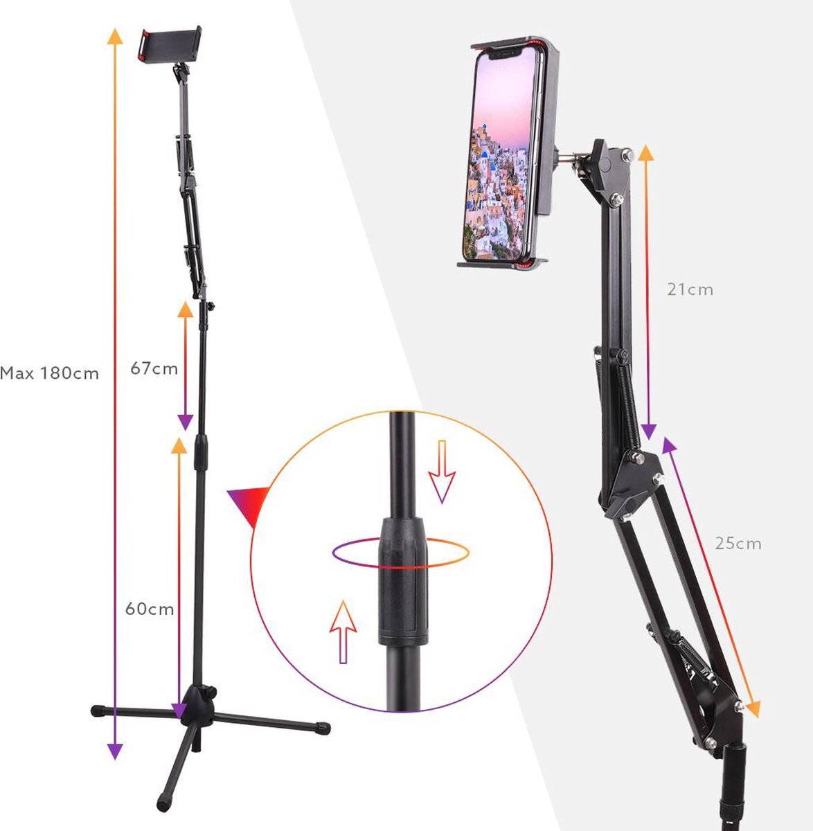 PROSIN® - Statief - Met smartphone en tablethouder – Tripod – Flexibel ...
