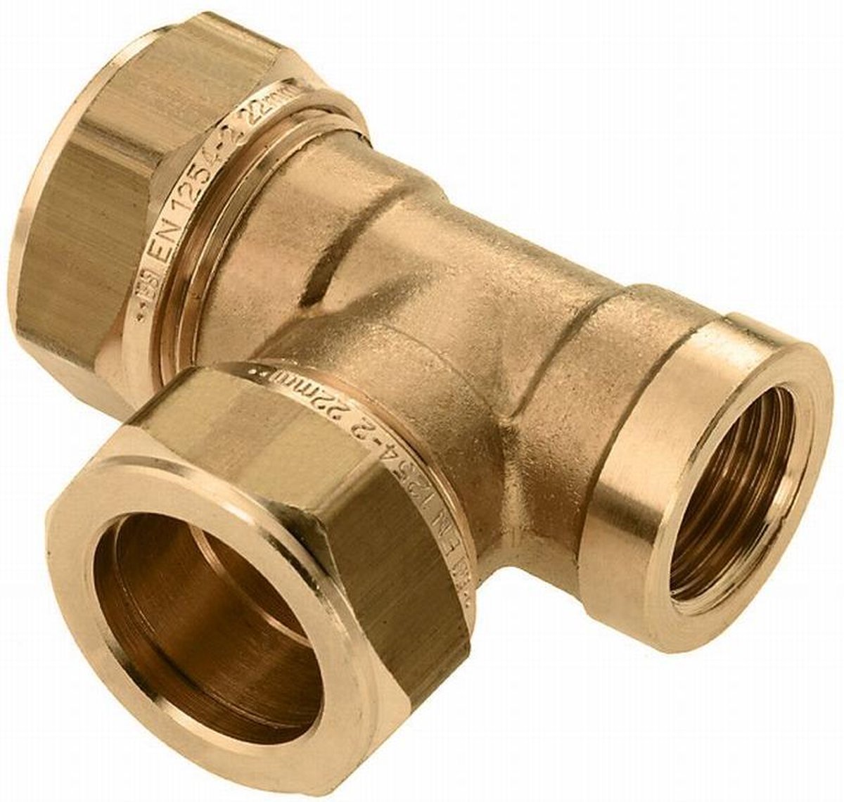 Bonfix messing knelfitting T-stuk koppeling binnendraad 22mm x 22mm x 1/2inch FFRp | bol.com