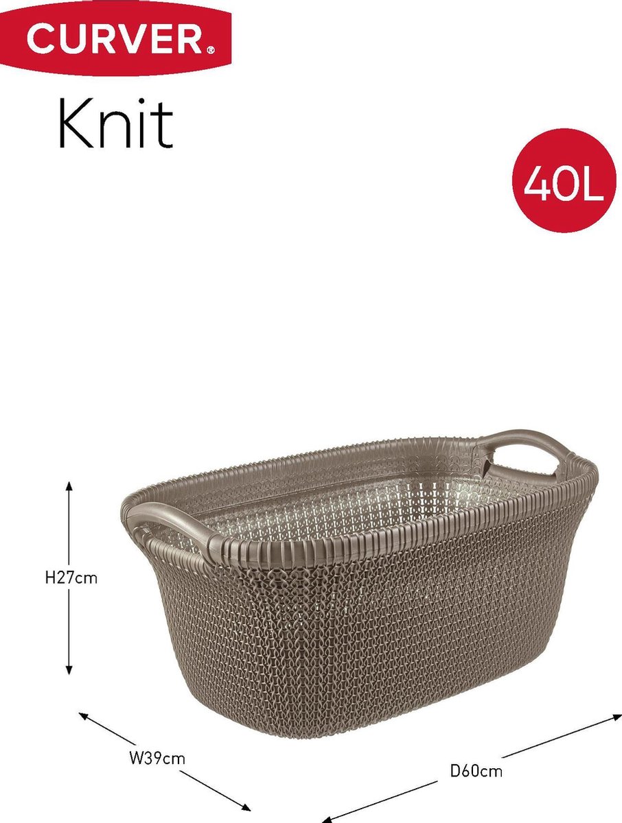 Curver Knit Wasmand met deksel 57L + Wasmand 40L - Harvest Brown | bol.com