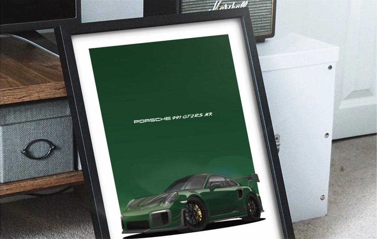 Porsche 911 GT2 RS MR Donkergroen op Poster - 50 x 70cm - Auto Poster ...