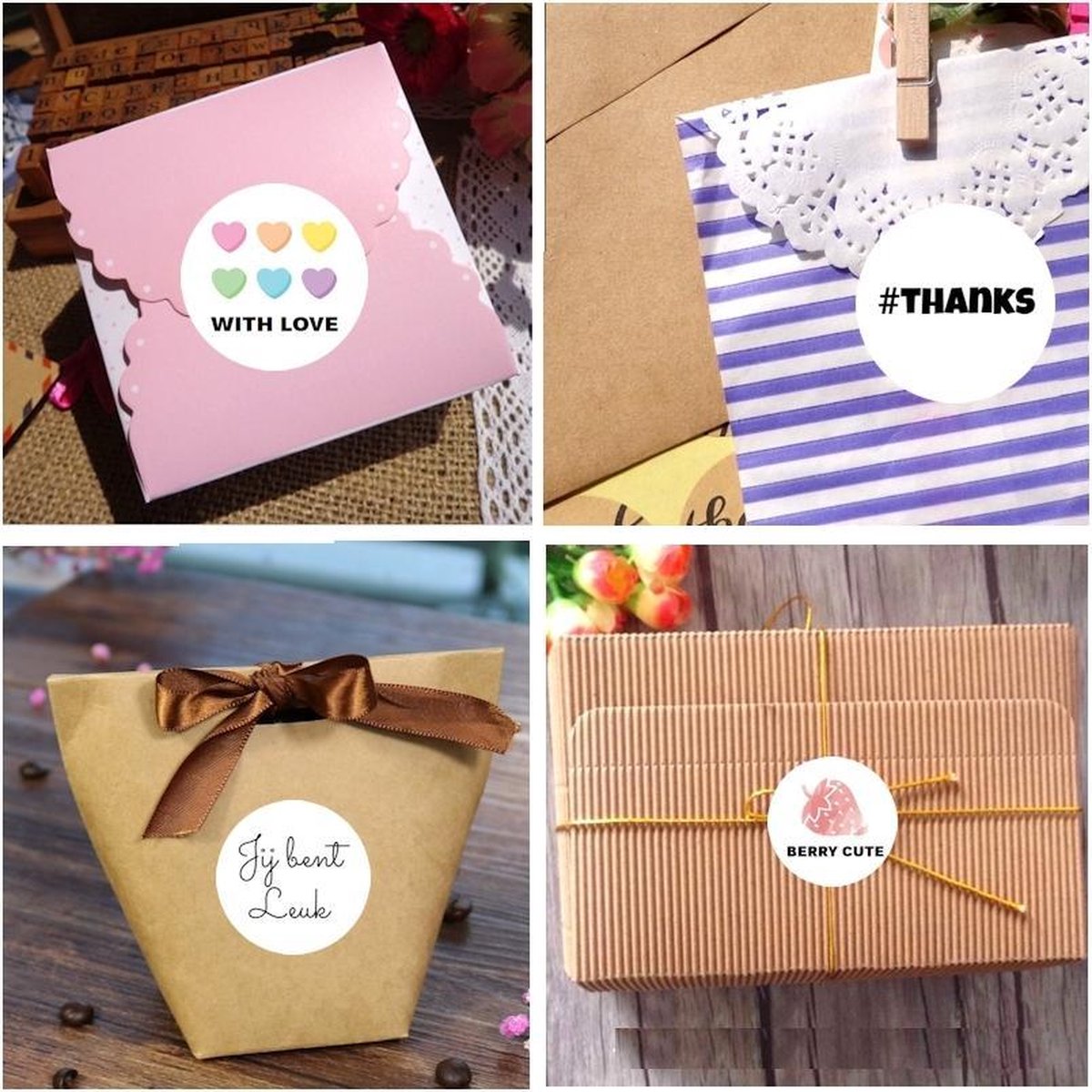 Stickers kraft bedankt het zit d'rop Ø 40mm 48 stuks-etiketten ...