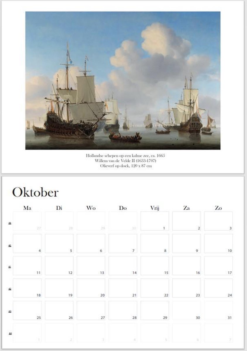 Kalender Hollandse Meesters 2021 - Jaarkalender met weeknummers ...