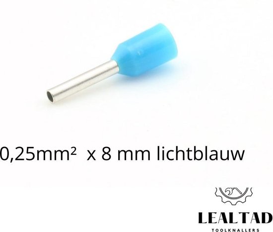 Adereindhuls 0,25 mm² x 8 mm lichtblauw 100 stuks | Adereindhulzen ...