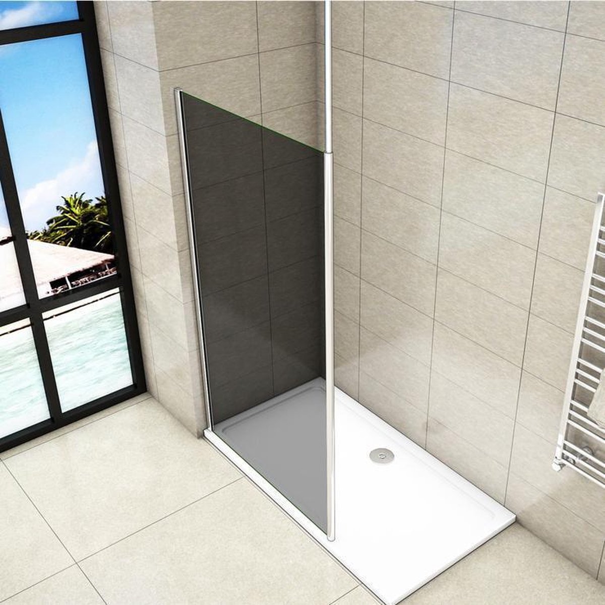 vrijstaande inloopdouche 80x200cm,douchescherm,10mm rookglas ...