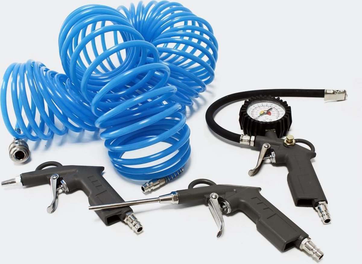 Luchtpistool met persluchtslang, bandenvuller, opblaasset, 4 delig ...
