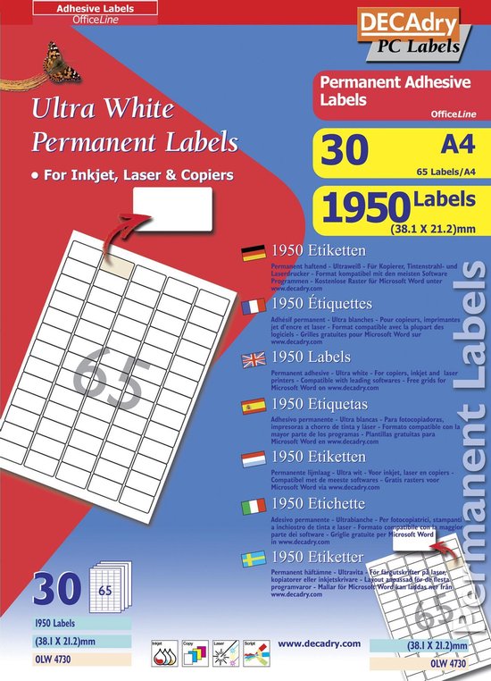 Decadry Etiketten / Labels 38.1 x 21.2mm | bol