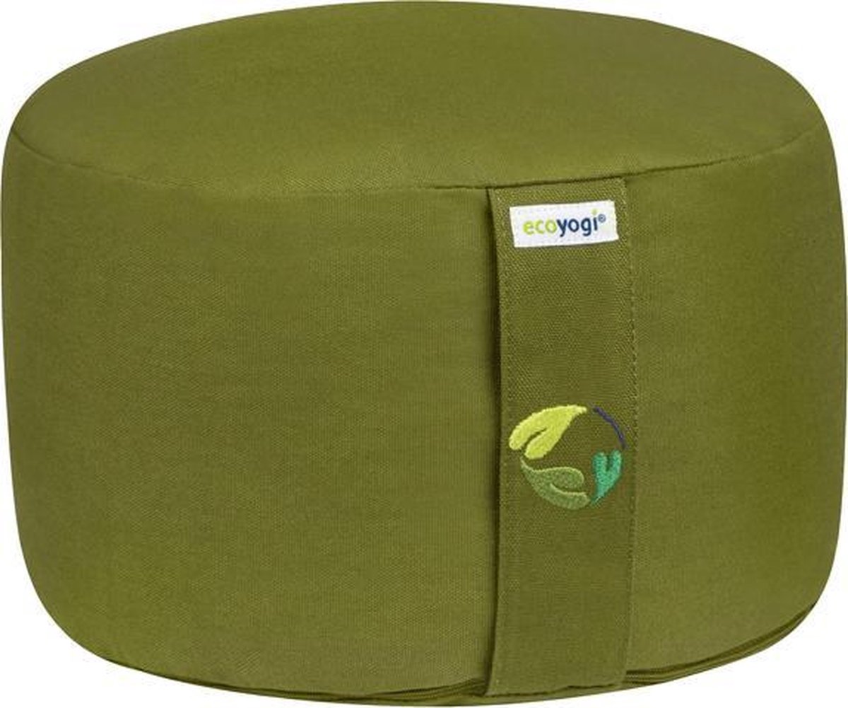Ecoyogi Meditatiekussen rond Olijf groen - hoog (18-20cm) | bol
