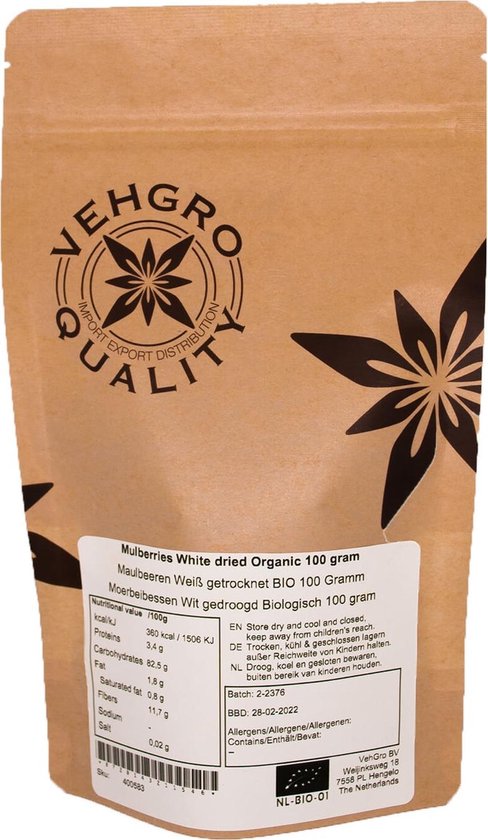 Moerbeibessen Wit gedroogd - 100 gram - Holyflavours - Biologisch | bol.com