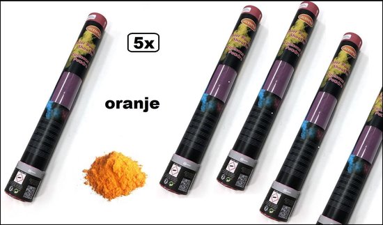 5x Color Powder Shooter 40 cm oranje niet ontvlambaar - poeder shooter ...