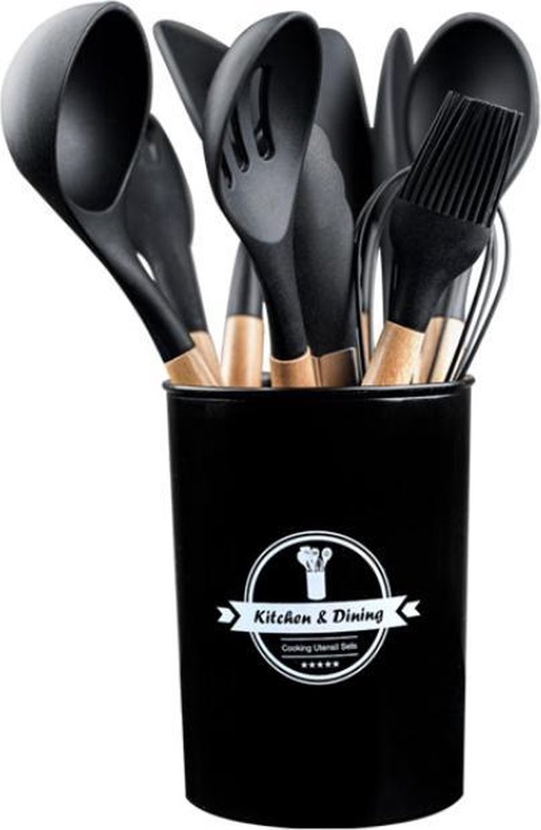 RBMK 12-delige siliconen keukengerei set met houder - Kookgerei ...