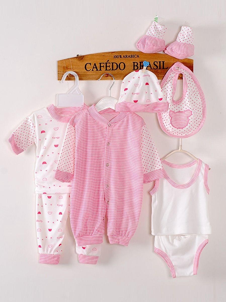 bol.com | Baby Kleding 8-Delige Set - Roze / Wit - Baby Kleertjes ...