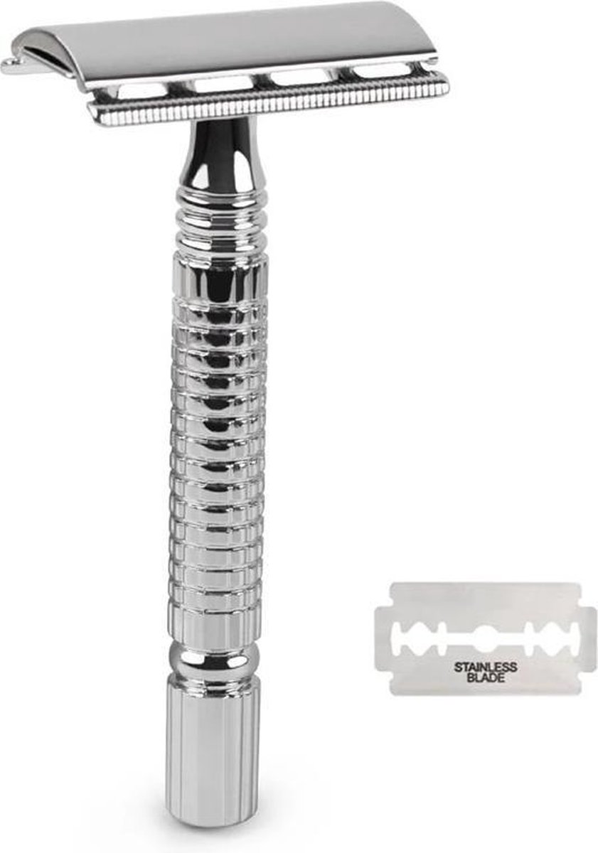 Klassiek scheermes + 5 titanium scheermesjes – dubbelzijdig scheermes ...