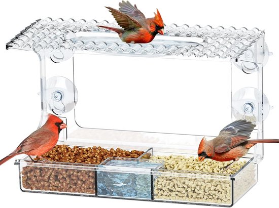Raamvoederhuis transparant - Voor aan het raam - Vogel voederbak ...