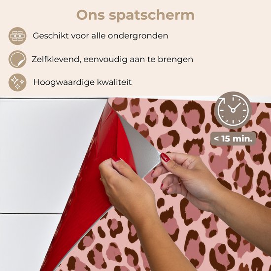 Spatscherm 90x45 cm - Zelfklevende achterwand Luipaard - Patroon - Roze ...