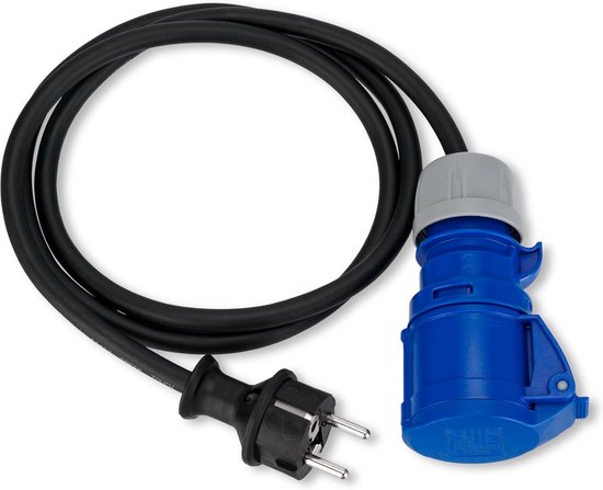 Caravan-adapter met CEE-koppeling en geaarde stekker, 1,5m, IP44, 3680W ...