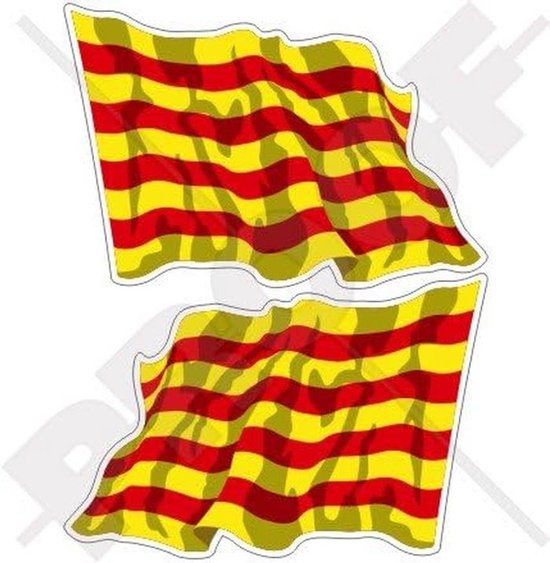Catalaanse Waving Vlag Sticker Set SPANJE (75mm) - 2 Stuks Vinyl Decals ...