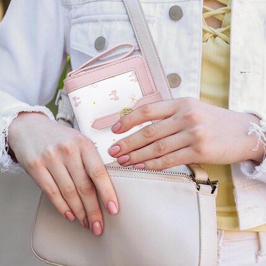 Mini Portemonnee voor Dames met Knopen - Compact Roze Model met ...