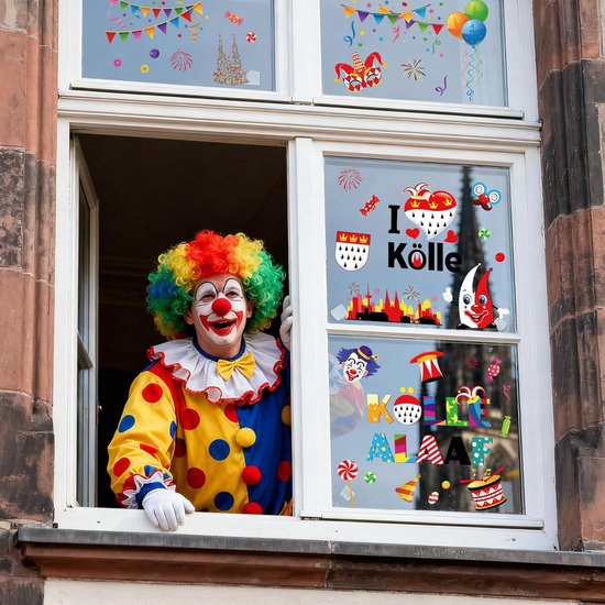 9 Vellen Raamstickers Keulen Carnaval Versiering Met Traditionele ...