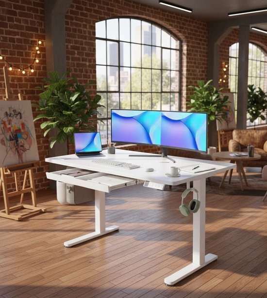 Elektrisch Zit-Sta Bureau Pro met lade 120x60 cm – 3 kasten – 80 kg ...