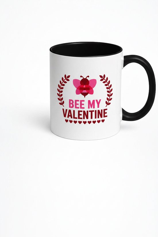 Valentijn Mok "Bee My Valentine" met Roze Bij en Harten - Uniek Cadeau ...