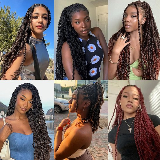 7 Packs Passion Twist Vlechten Haar 45 Inch Ombre Bruin Water Wave ...