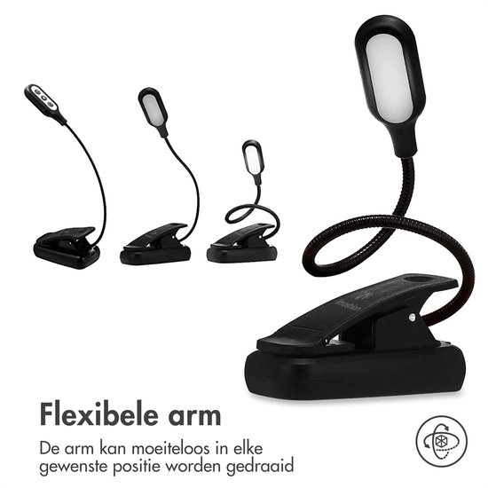 imoshion LED leeslamp met klem - Voor boek - 5 lichtstanden - Zwart | bol