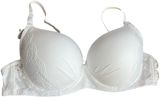 Dames Beha - 50084C - Voorgevormd bh met beugel en kant - 85C wit | bol