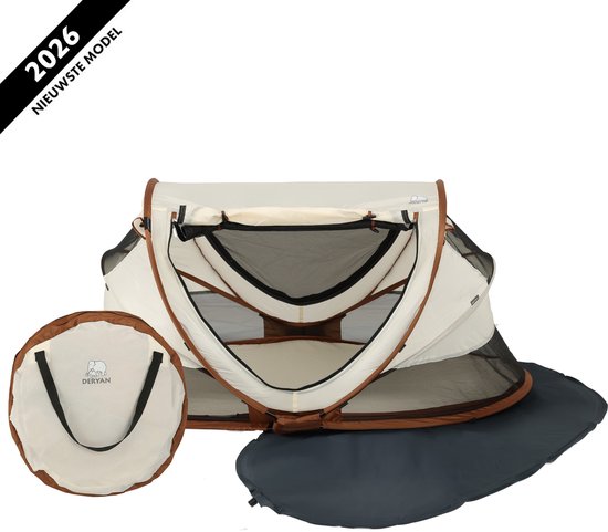 Deryan Peuter Luxe Pop-Up Campingbedje - Reisbedje met Matras - Sand | bol