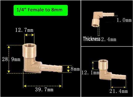 Weerhaak Slang Fitting 8mm Elleboog Pijp Connector Messing 90 Graden ...