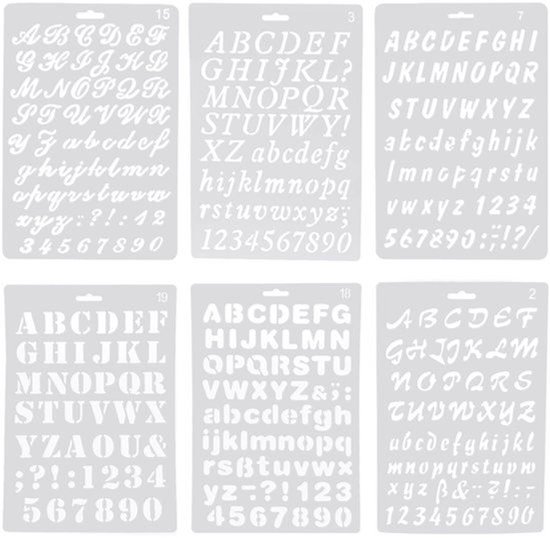 KARZO - 6 Stuks Plastic Letter Sjabloon Alfabet Schilderen Herbruikbare ...