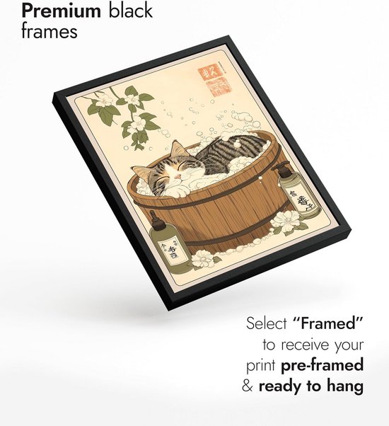Schattige Slapende Kat in Bad Anime Houtblok Poster - Moderne ...