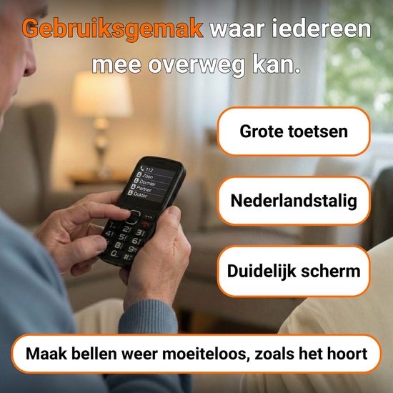 Qomfort Jimmy Senioren Telefoon - Mobiele GSM voor ouderen - SOS ...