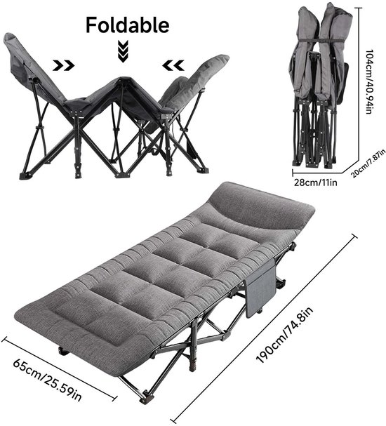 Veldbed - Kampeerbed - Campingbed - Logeerbed - Ligbed Tuin - Stretcher ...