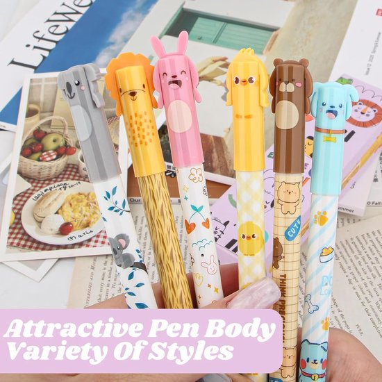 6 Pcs Erasable Ballpoint Pen Set - Cartoon Rollerball Pen - Erasable ...