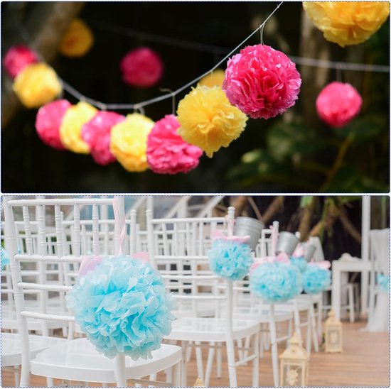 10 Pieces Tissue Pom Poms Flowers - Duurzame & Mooie Decoratie voor ...