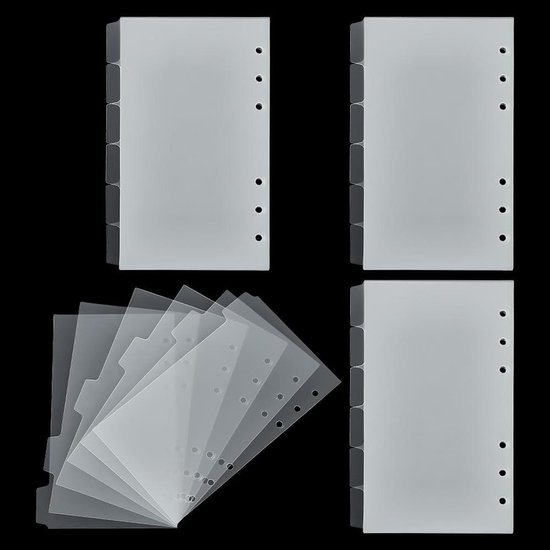 Set van 4 tabbladen - Transparante map met ring - Verticale kunststof ...