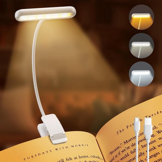 Oplaadbare Leeslamp met Type-C-kabel - LED Leeslampje voor Boek met ...