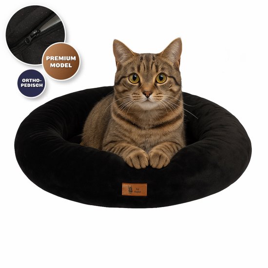 Pet Perfect Orthopedische Donut Kattenmand 60 cm – Kattenkussen – Luxe ...