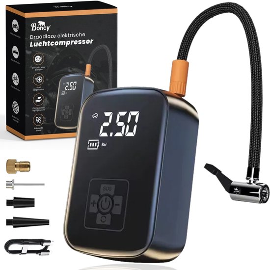 Boncy® Elektrische Fietspomp met Drukmeter - Geschikt voor Autobanden ...