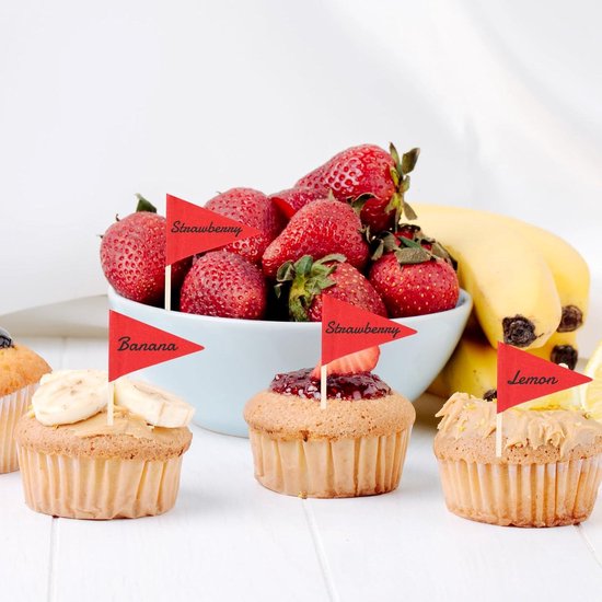 Allecto Plus - 100 stuks Lege Tandenstoker Vlaggen Rood Cupcake Toppers ...